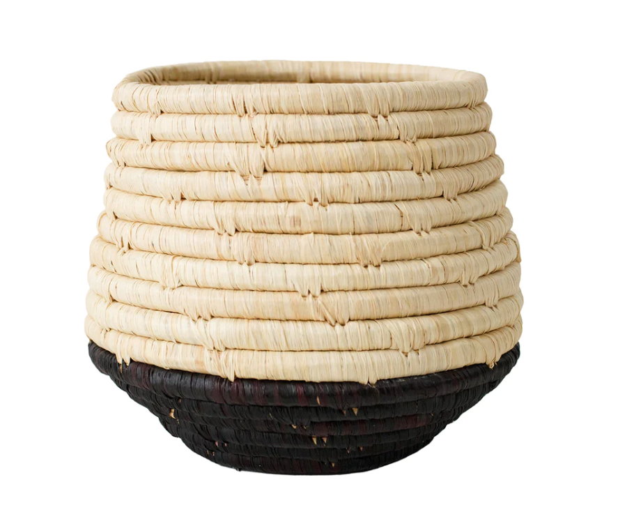 Dipped Black & Natural Raffia Planter 5" | Adobe by Jess Vargas