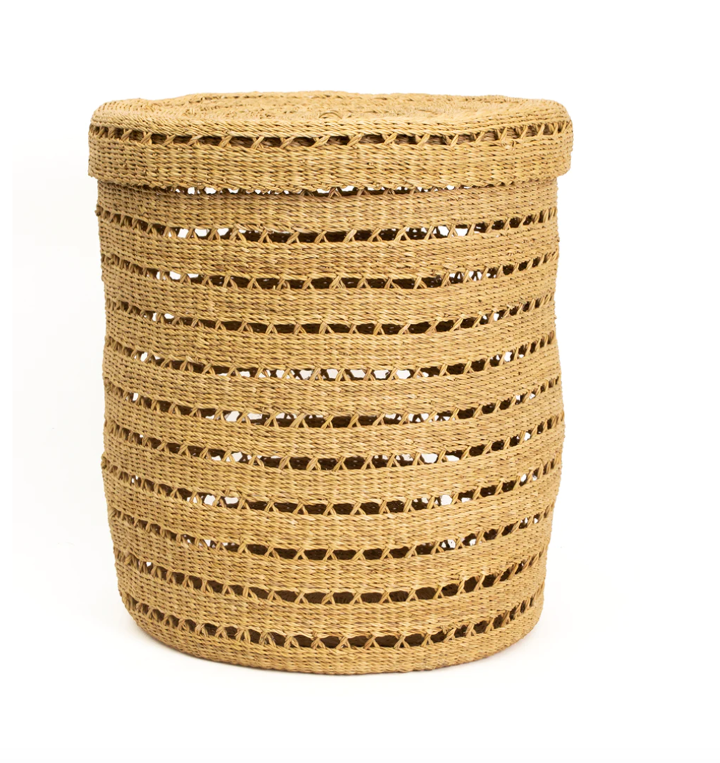 Lidded Lace Grass Box 21" | Adobe by Jess Vargas